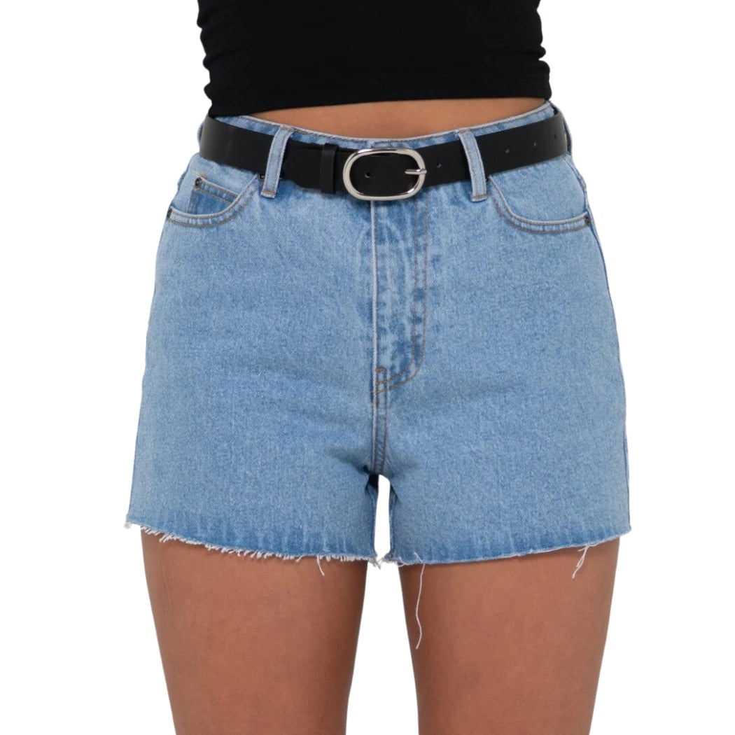 Rusty Malta High Rise Denim Short Blue Lagoon – Jungle Surf Shop